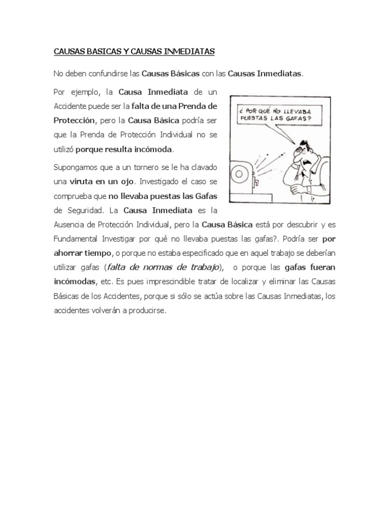 Causas Basicas Y Causas Inmediatas Pdf Accidentes Accidente General