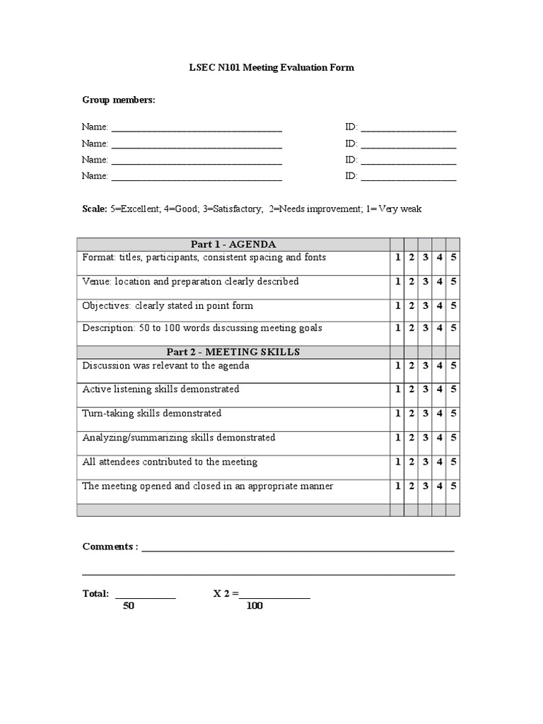 101 Meeting Eval Form | PDF
