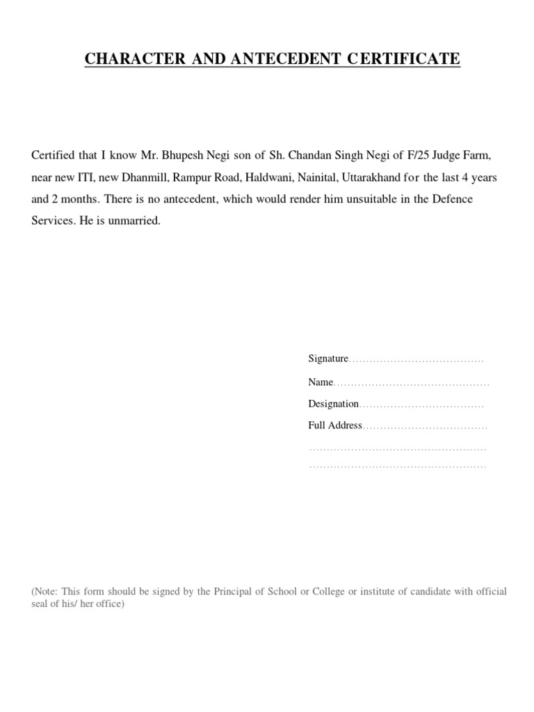 Character Certi | PDF | Sports & Recreation | Law