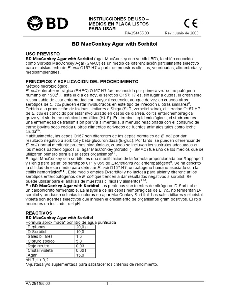 Agar Macconkey Sorbitol PDF | PDF | Escherichia coli | Patologia clinica