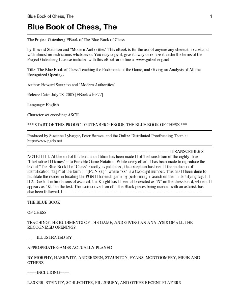 The Blue Book of Chess PDF | PDF | Chess Openings | Chess