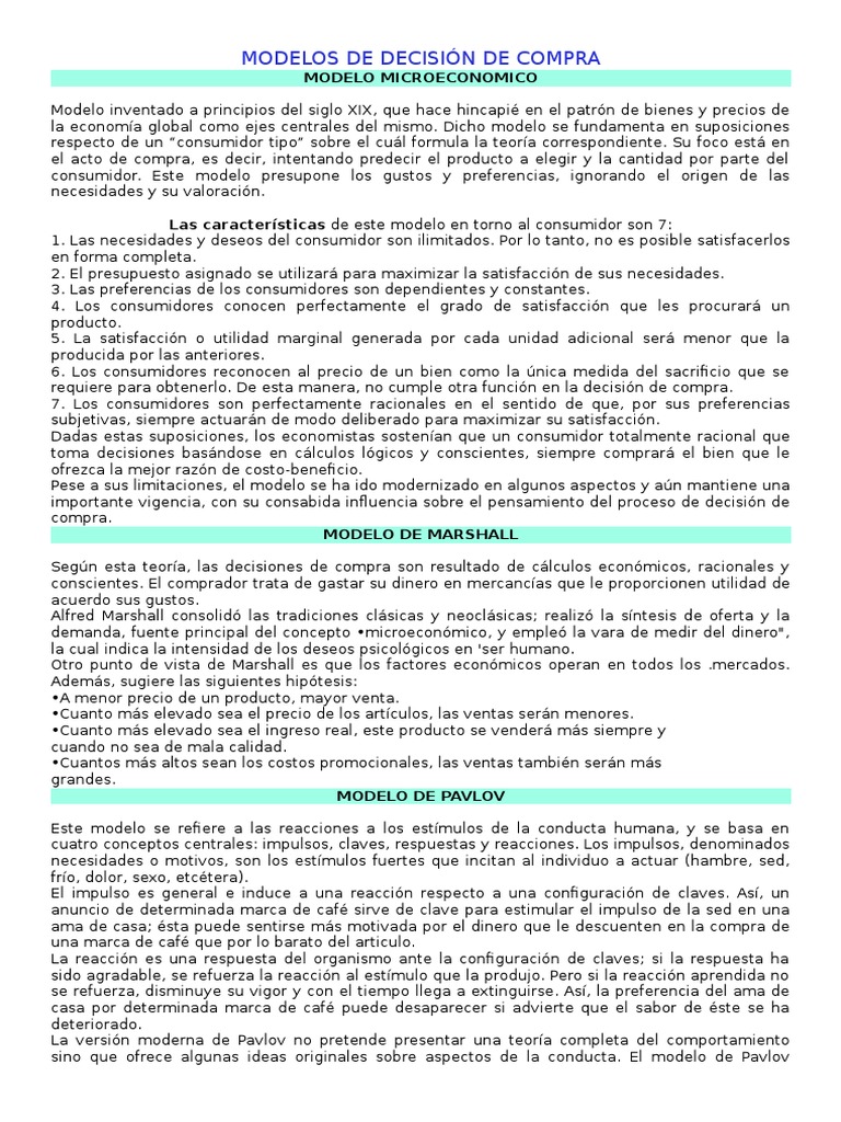 Modelos de Decisión de Compra | PDF | Los consumidores | Comportamiento