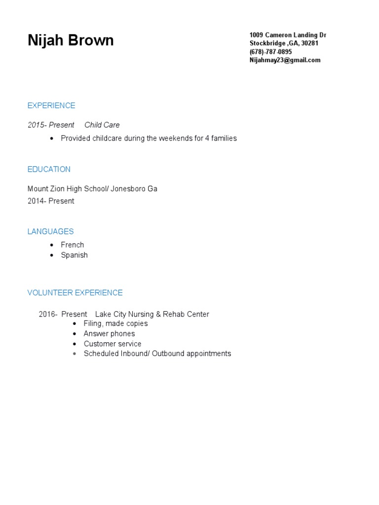 Nijah Resume | PDF