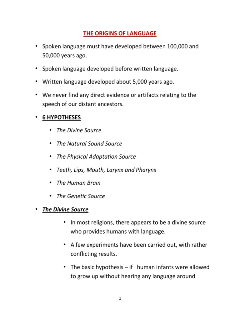 Lecture 2 - Origins of Language | Download Free PDF | Origin Of ...
