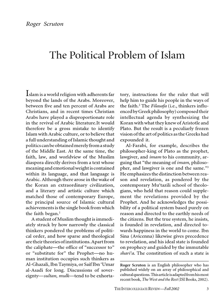 The Political Problem of Islam - Roger Scruton PDF | PDF | Wahhabism ...