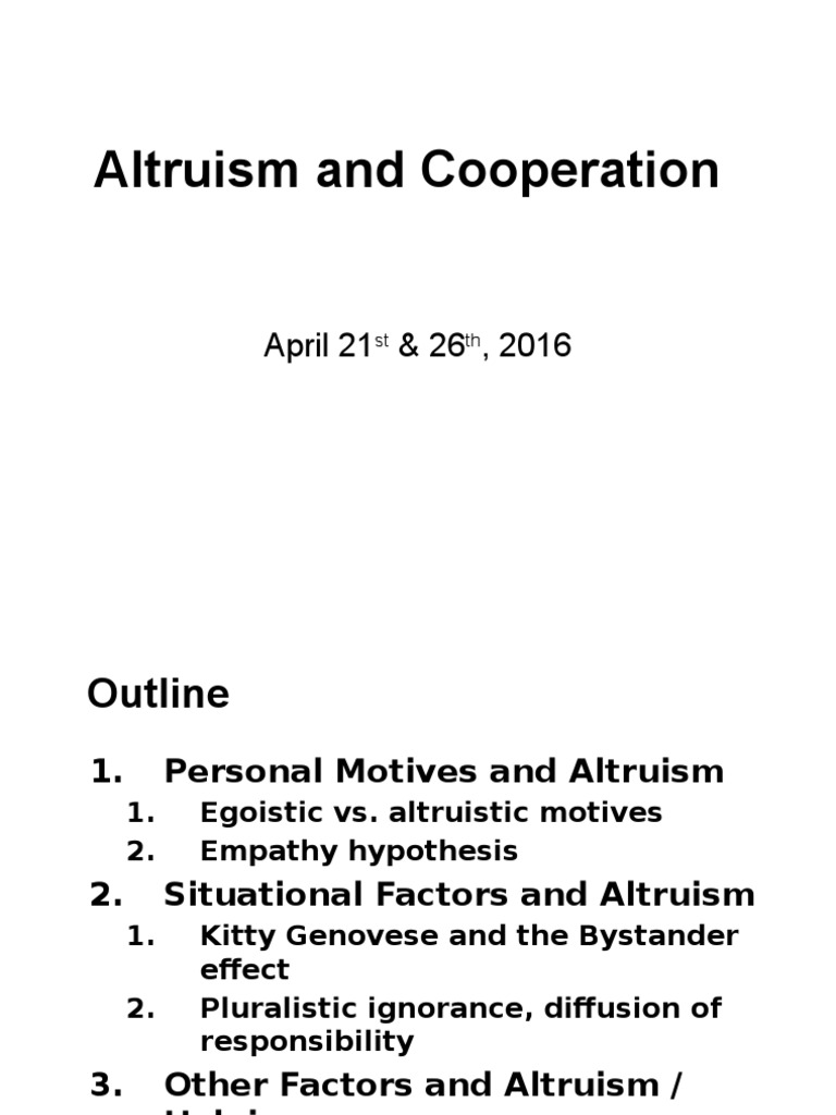 Altruism and Cooperation Slides | PDF | Altruism | Empathy