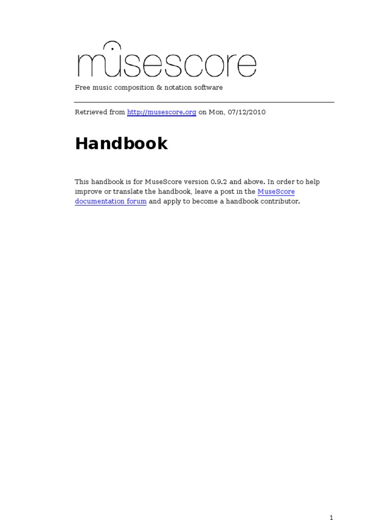 MuseScore User Guide (English) | PDF | Clef | Tempo
