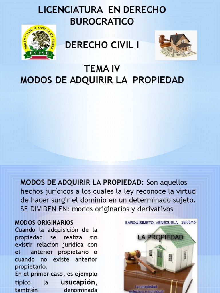 1.- Modos de Adquirir La Propiedad Derecho Civil