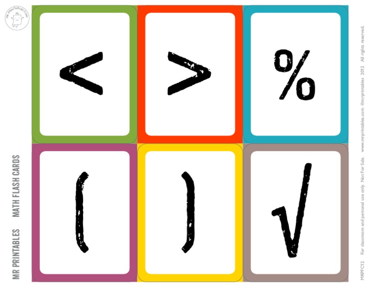 Mrprintables Math Flash Cards Math Symbols Advanced Ltr