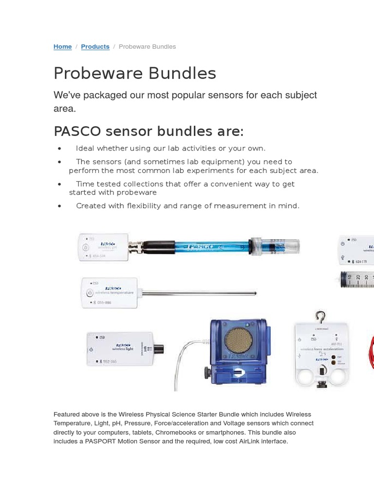 Probeware Bundles: PASCO Sensor Bundles Are | PDF
