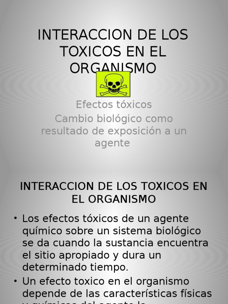 Interaccion de Los Toxicos en El Organismo Diapositivas (2) | Toxicidad ...