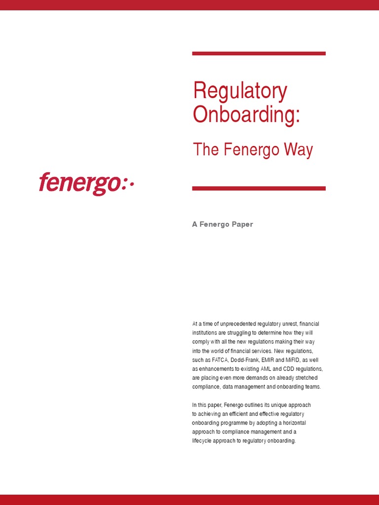 Regulatory Onboarding The Fenergo Way US | PDF | Money Laundering ...