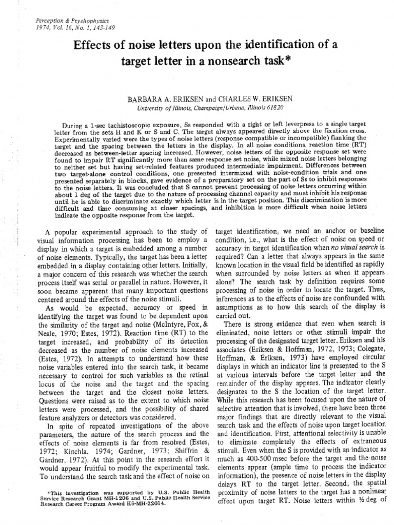 Eriksen (1974) Effects of Noise Letters Upon The Identification of A ...