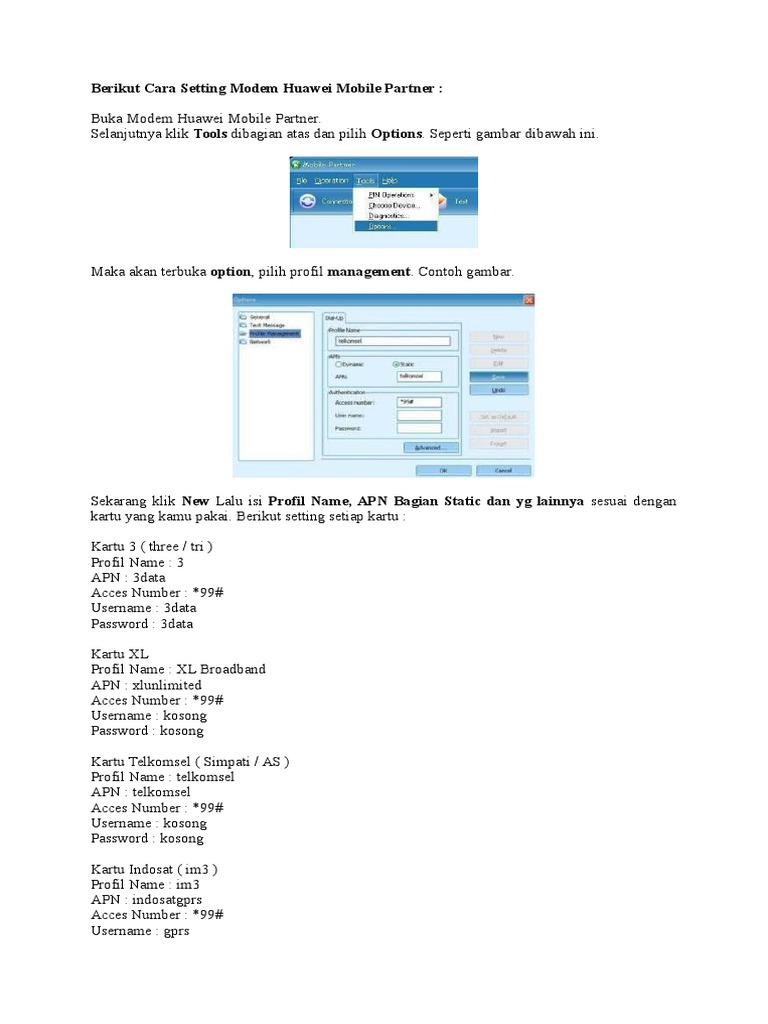 Berikut Cara Setting Modem Huawei Mobile Partner | PDF