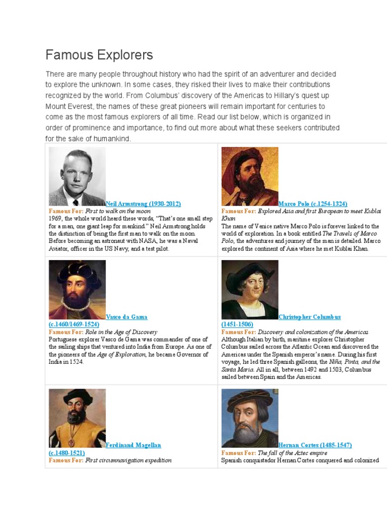 European Explorers Names