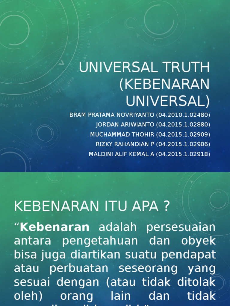 Universal Truth | PDF