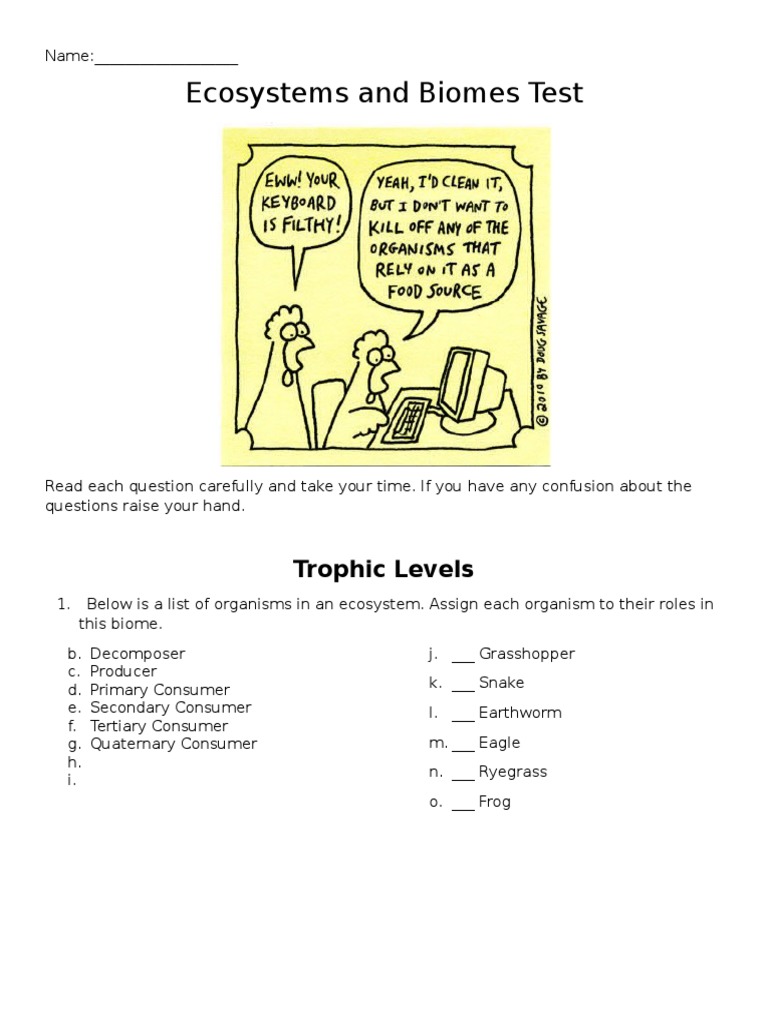 Unit Test Biomes | PDF | Food Web | Ecosystem