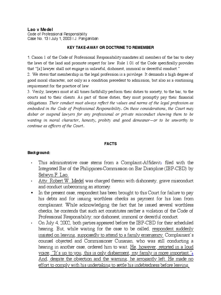 13 - Lao Vs Medel | PDF | Lawyer | Public Law
