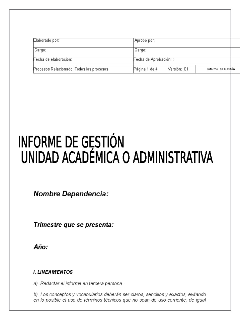 Ejemplo de Informe de Gestion | PDF | Información | Presupuesto