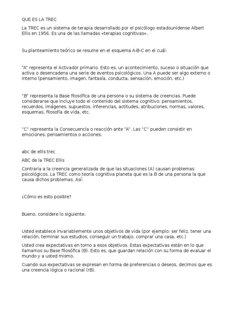 ABC de la TREC Ellis | PDF | Terapia racional de comportamiento emotivo ...