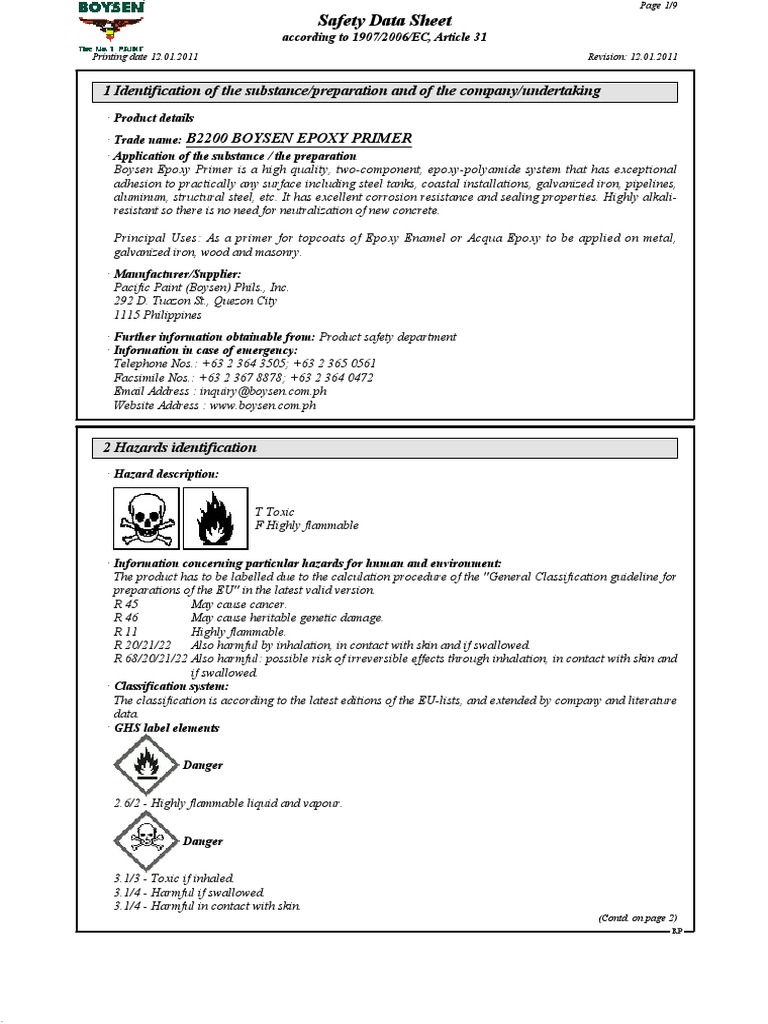 b2200 Boysen Epoxy Primer | PDF
