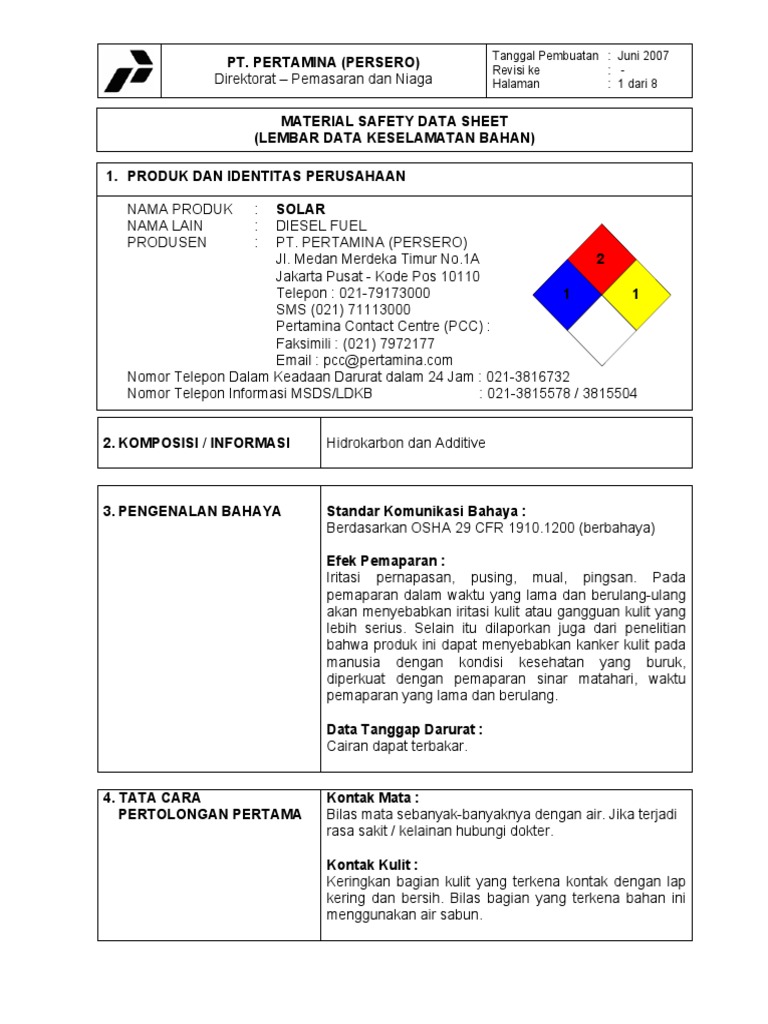 Msds Solar Pertamina