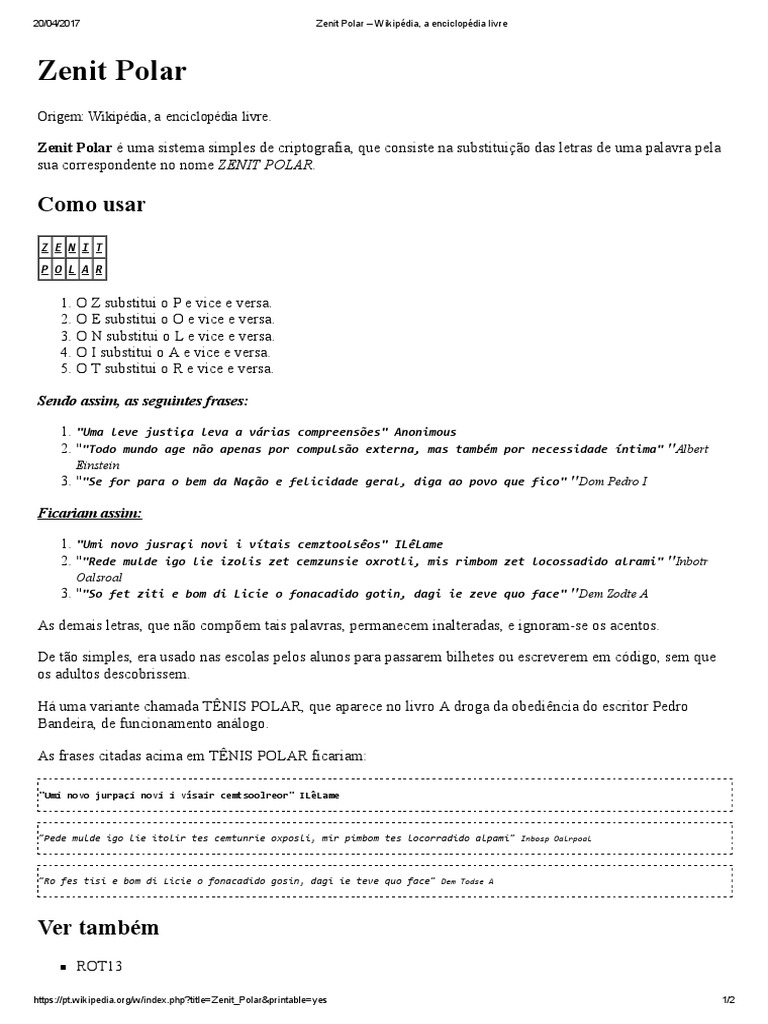 Zenit Polar – Criptografia | Wikipedia | Criptografia