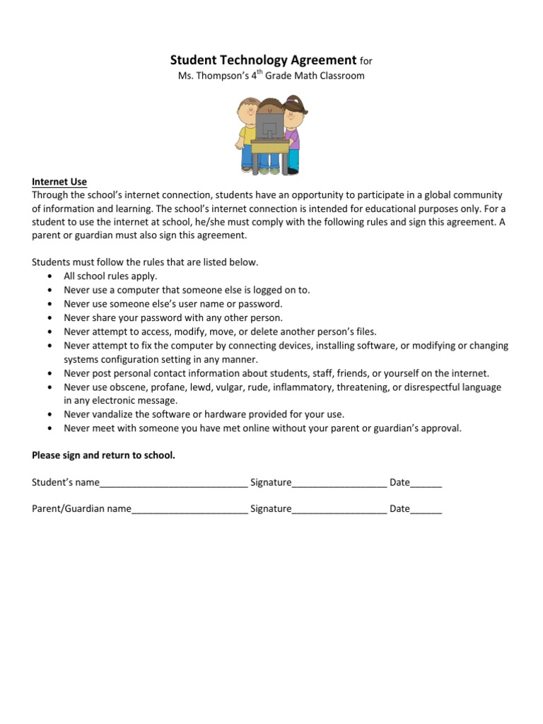 Thompson Aleyce Technology Classroom Rules and Regulations With ...