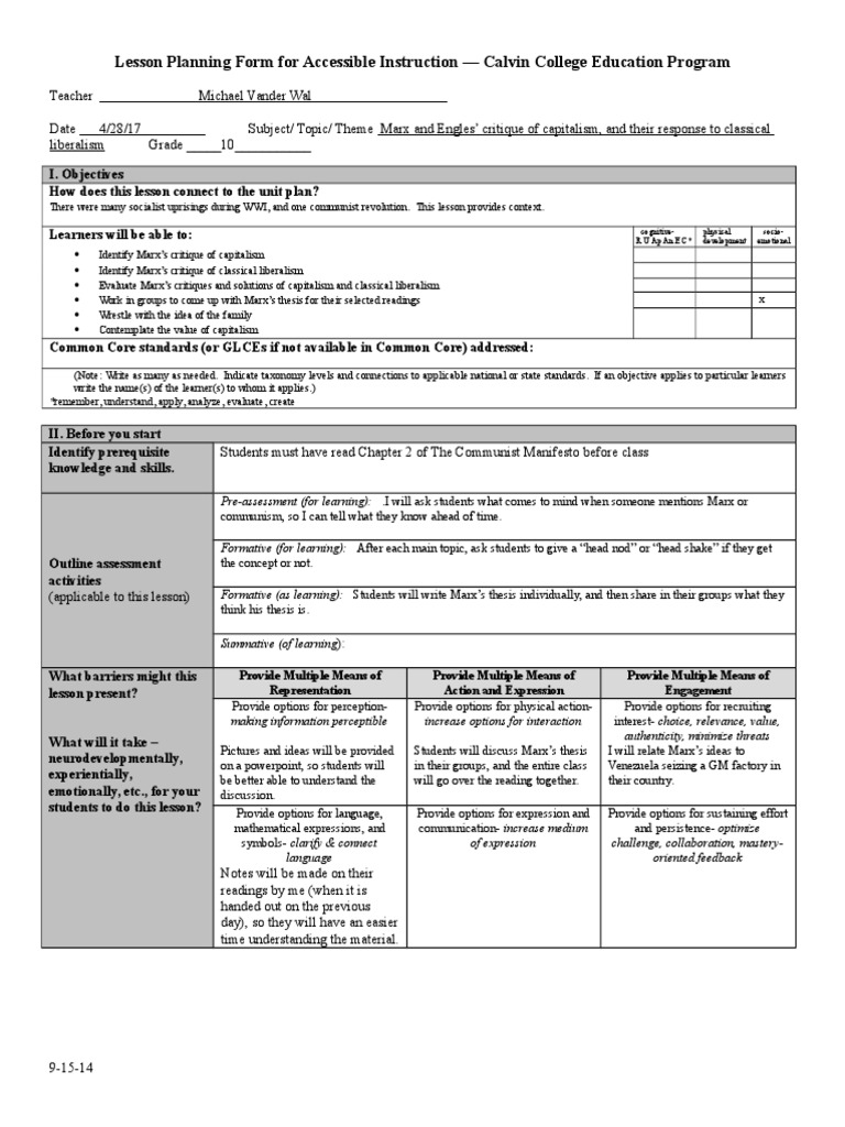 Communist Manifesto Lesson Plan | PDF | Karl Marx | Lesson Plan