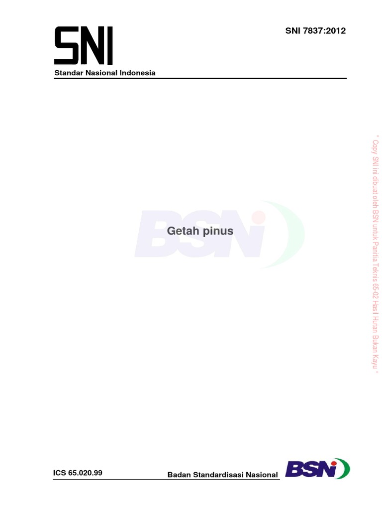 SNI 7837-2012 Getah Pinus | PDF