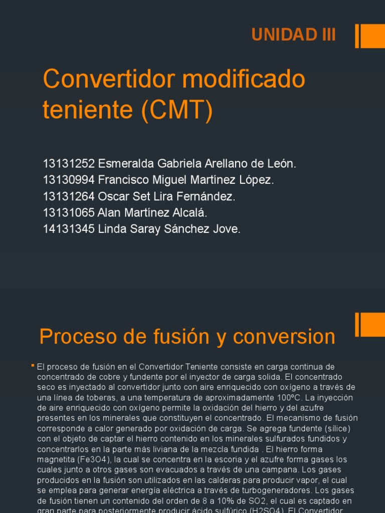 Convertidor Modificado Teniente CMT | PDF | Hierro | Cobre
