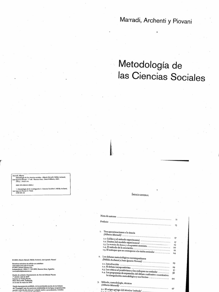 Archenti, Nélida, Marradi, Alberto y Piovani, Juan Ignacio (2007), “Metodología de las ciencias ...