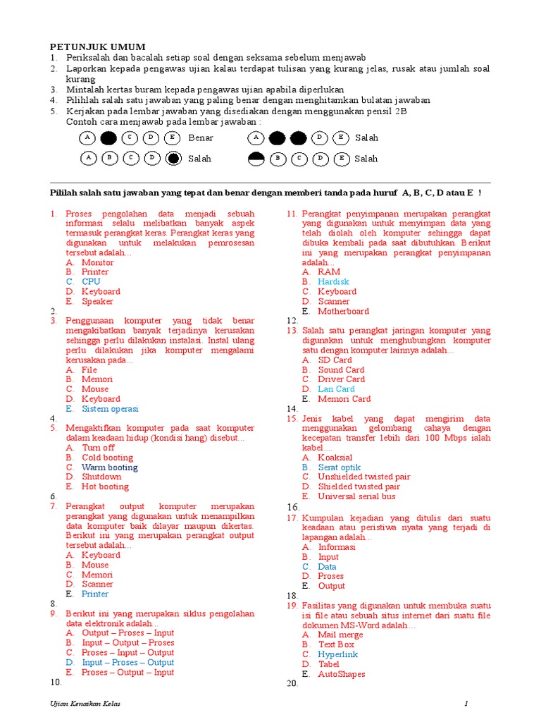 Contoh 1 Soal Ukk | PDF