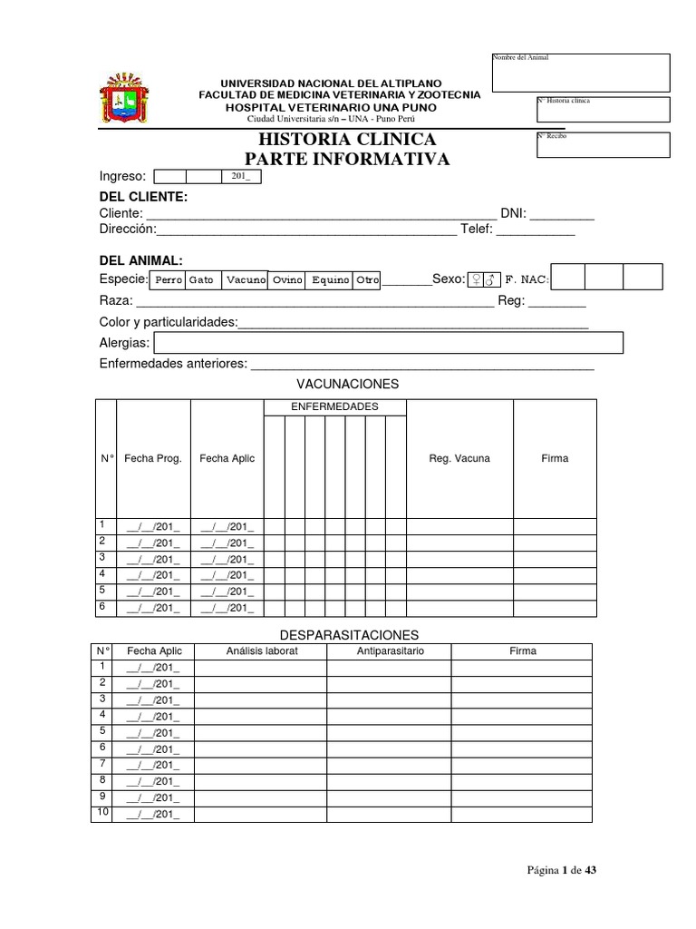 Formatos Hospital Veterinario 2017 PDF | PDF