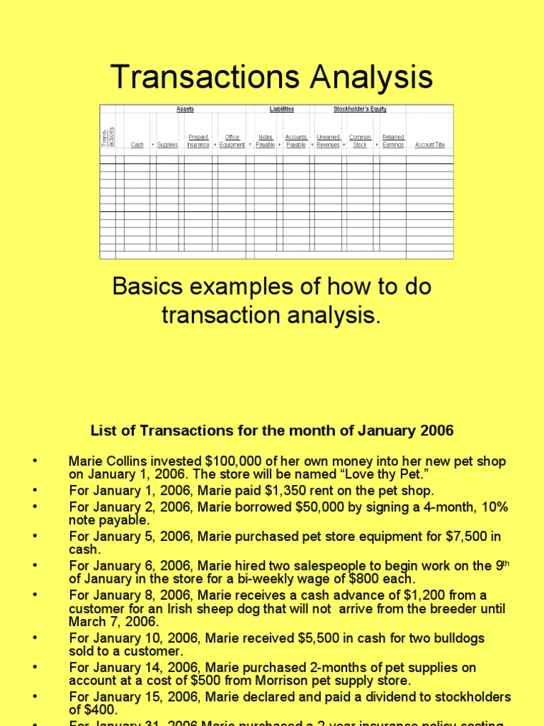 Transaction Analysis Financial Economics Economies