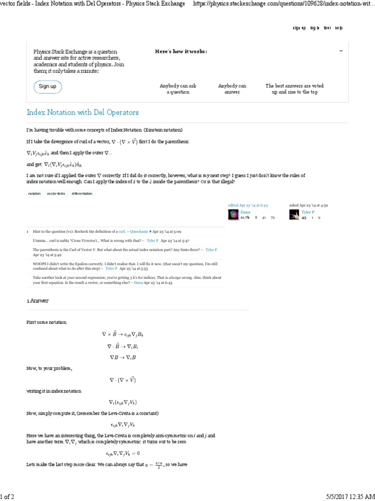 Index Notation With Del Operators: Sign Up | PDF | Linear Algebra ...