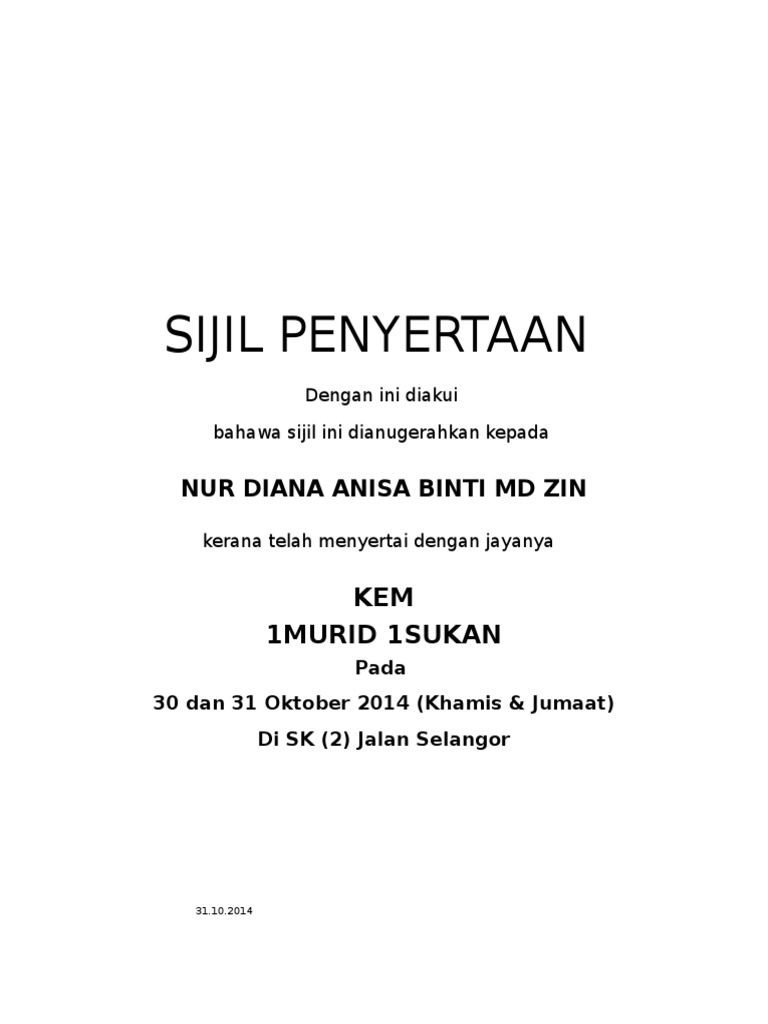 Format Sijil Penghargaan | PDF