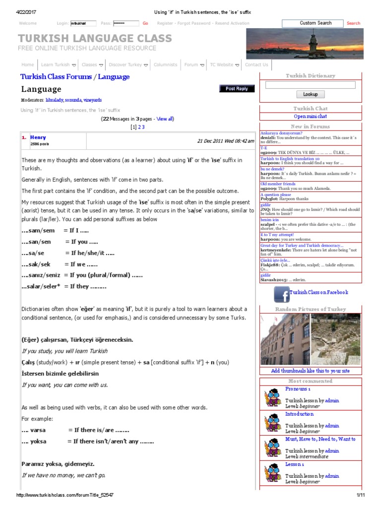 Turkish 'If' Sentences & 'ise' Suffix | PDF | Grammatical Tense | Style ...