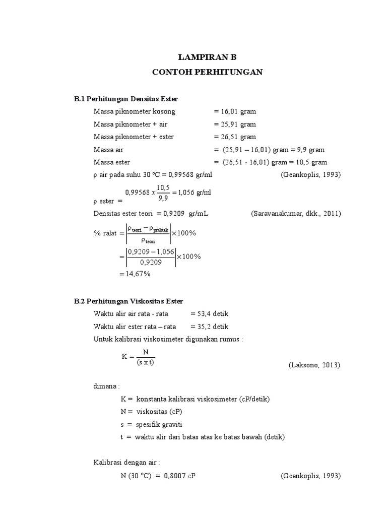 Lampiran B Contoh Perhitungan | PDF