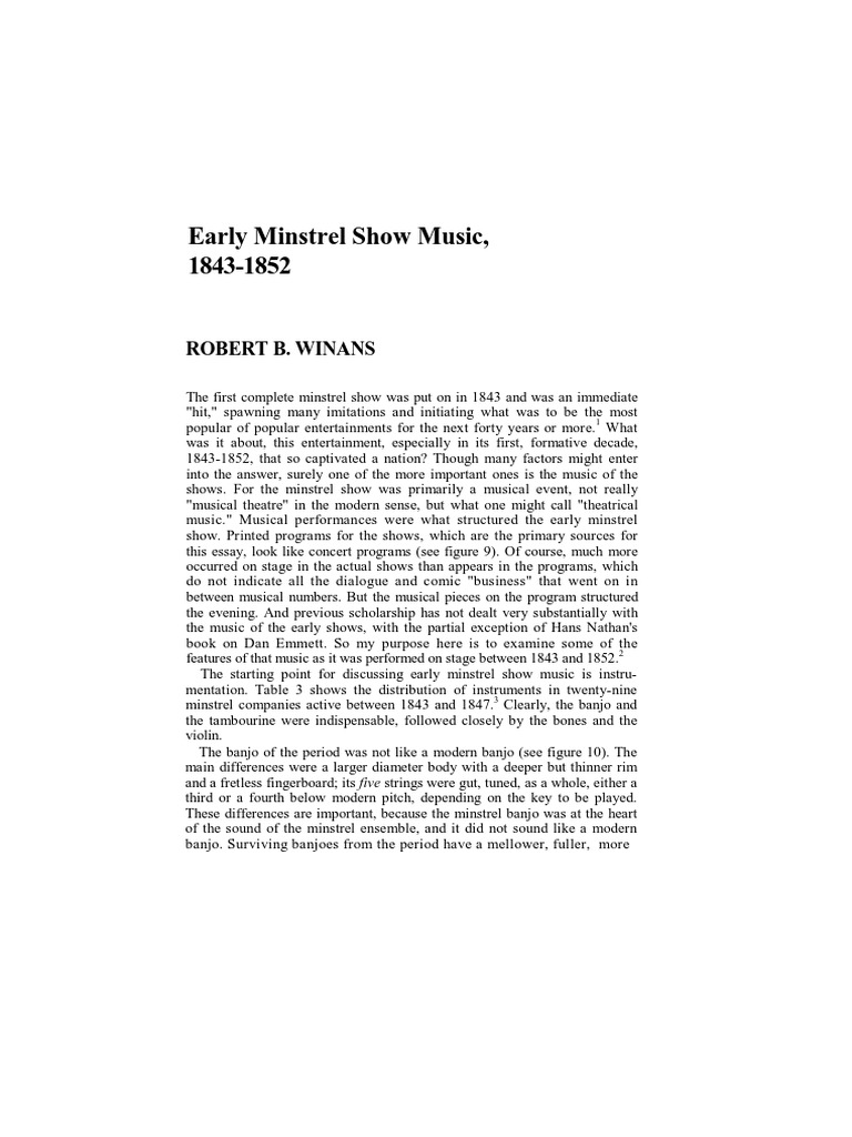 Early Minstrel Show Music, 1843-1852 | PDF | Minstrel Show | Singing