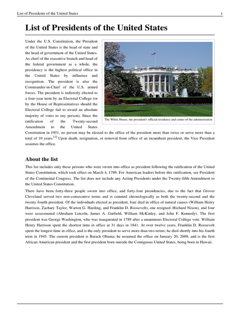 Us Presidents List Printable United States Presidents Poster USA