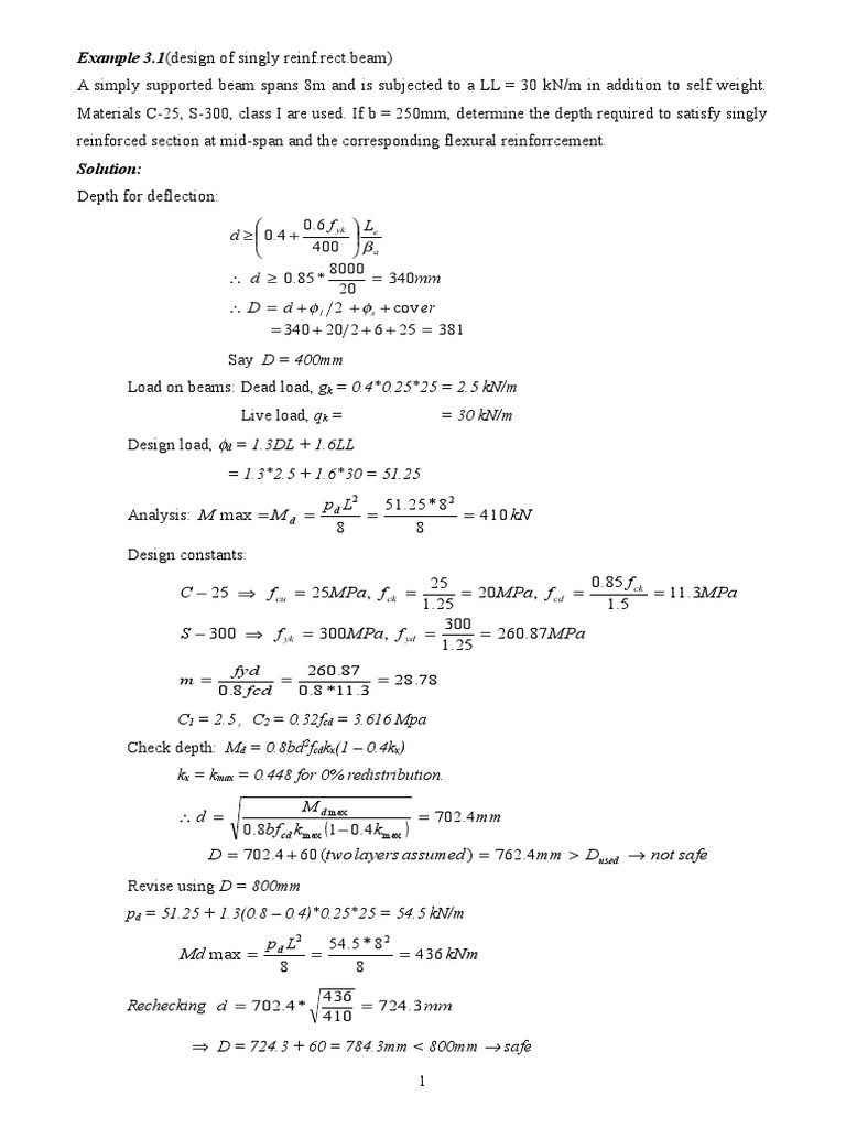 RC-1 Example New | PDF | Beam (Structure) | Strength Of Materials