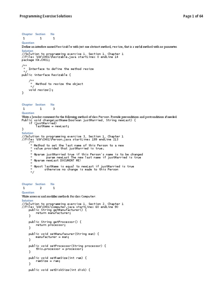 Programming Exercise Solutions | Download Free PDF | String (Computer Science) | Java ...