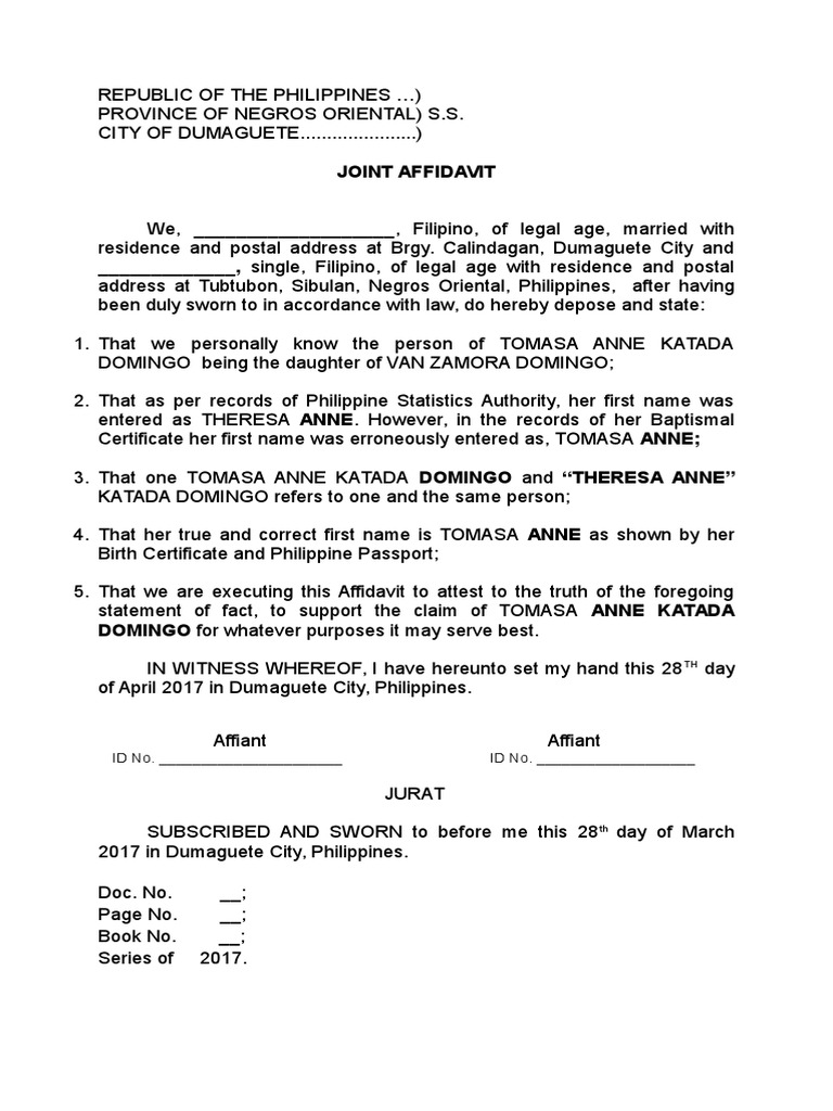 Joint Affidavit