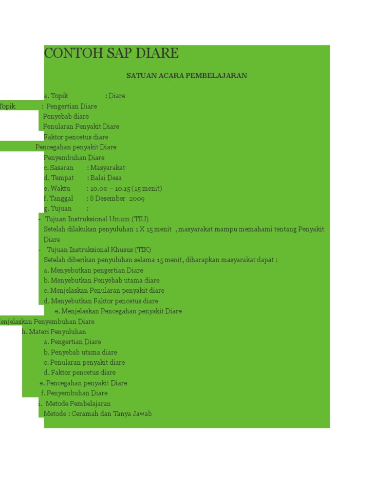 Contoh Sap Diare | PDF