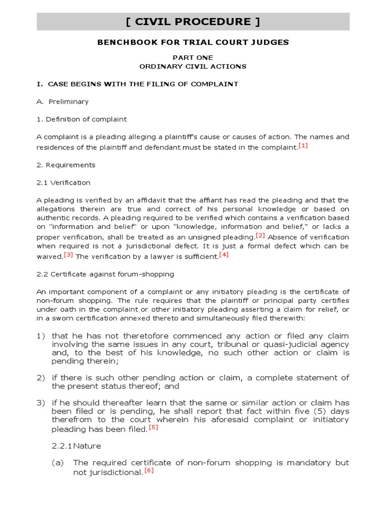 Benchbook - Civil Procedure | PDF | Deposition (Law) | Pleading