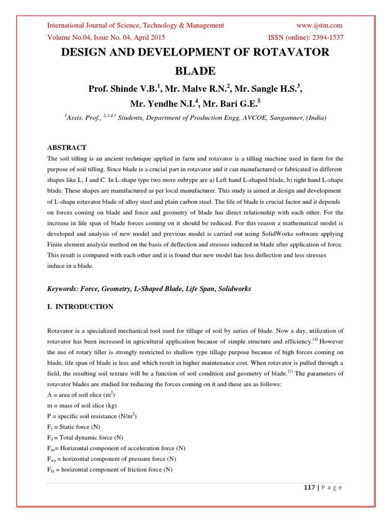 Design and Development of Rotavator Blade | PDF