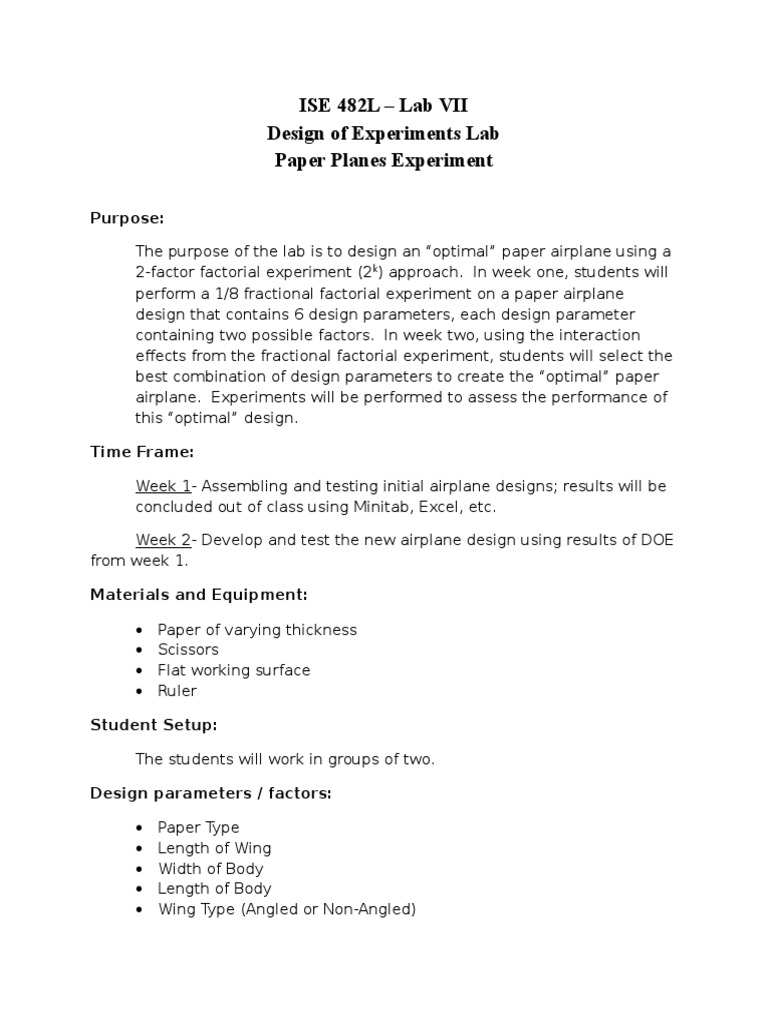 Airplane Doe Lab | PDF | Experiment | Airplane