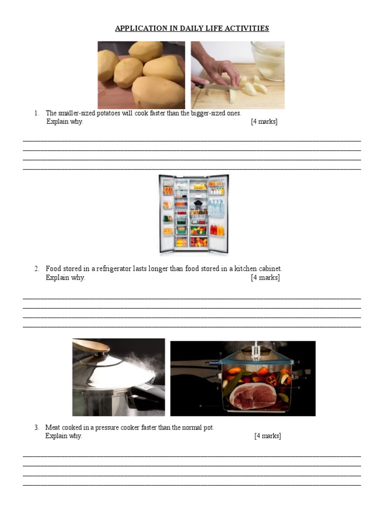 Application in Daily Life Activities Handout | PDF | Reaction Rate ...