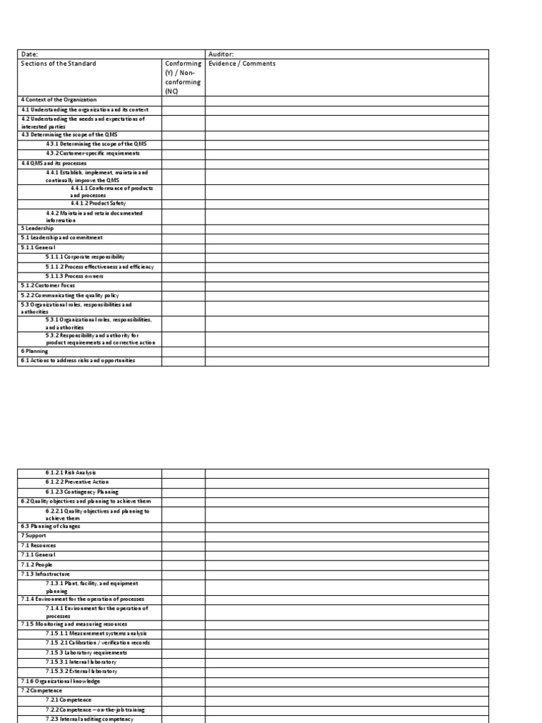 IATF 16949 Gap Assessment Checklist | Competence (Human Resources) | Audit